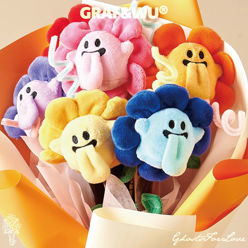Graf Brand Primary Color Flower Cute Ghost Fun Flower DIY Bouquet Plush ...