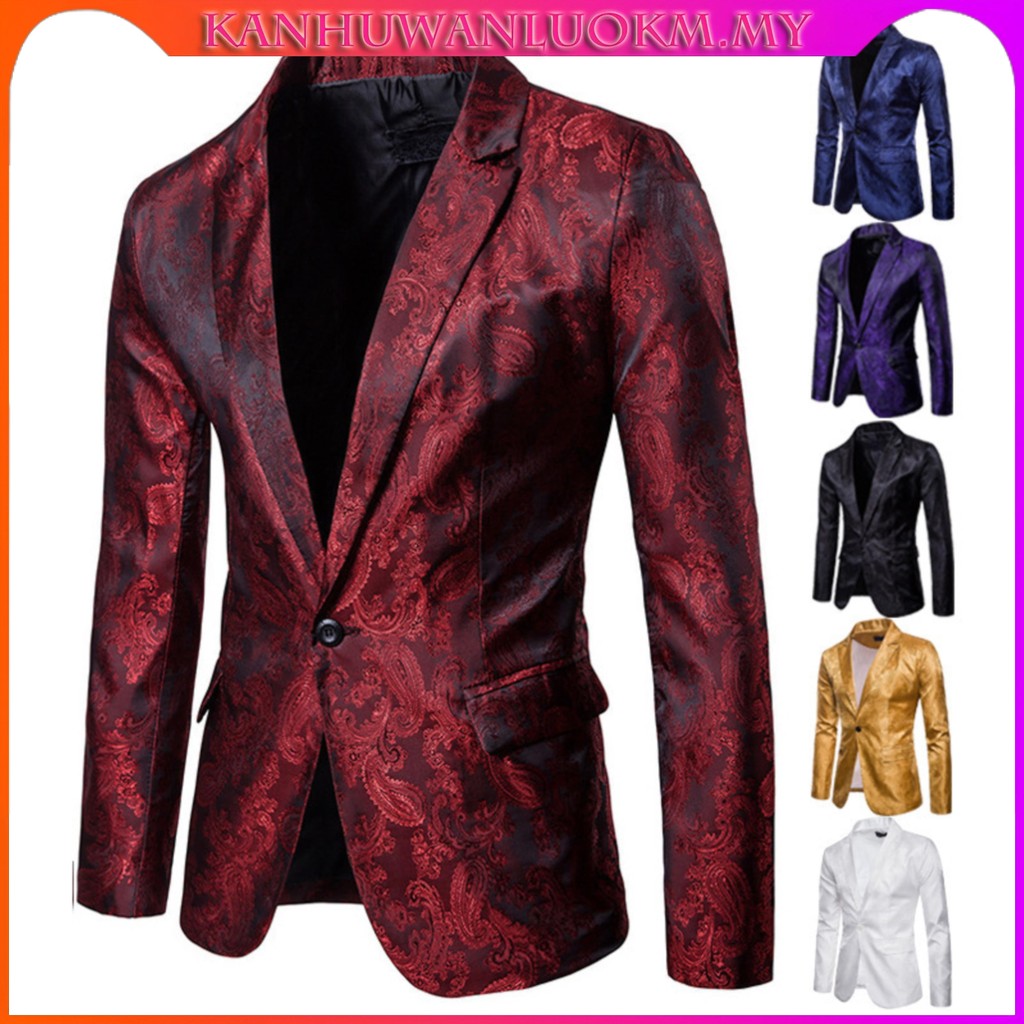 Suit Classic Men's Suit Shiny Dark Pattern Suit Nightclub One Button ...