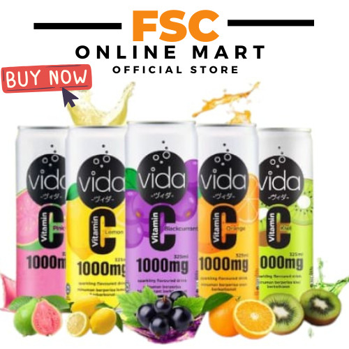 [FSC] Vida Sparkling Flavoured Drink 1000mg Vitamin 325ml | Shopee Malaysia