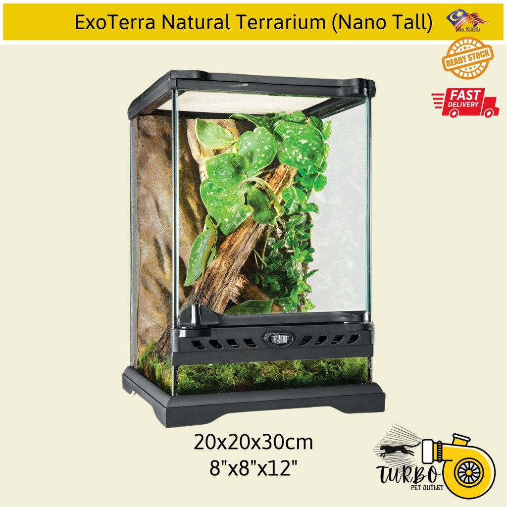 Exo Terra / Exoterra Natural Terrarium Nano TALL Advanced Glass Reptile Habitat (PT2601 ...