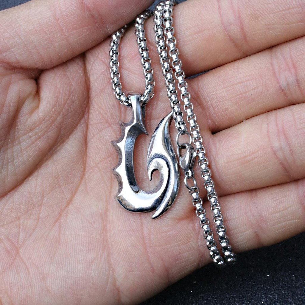 60CM Out Of The Street Hip Hop Wolf Teeth Flame Chain Titanium Steel ...