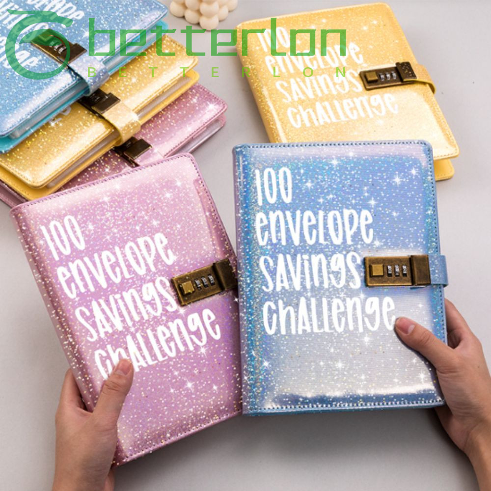 BETTER-LONTIME 100 Envelopes Saving Challenge, Save Money PU Leather ...