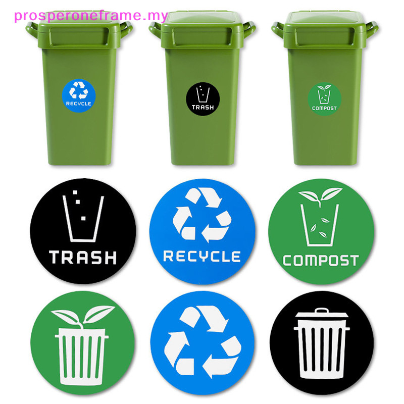 prosperoneframe 6pcs Diameter 10CM PVC Recycle Trash Bin Sticker Vinyl ...