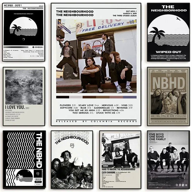 The-Neighbourhood Singer Poster The NBHD Hot Music Album Tracklist Cover Canvas Painting Wall ...