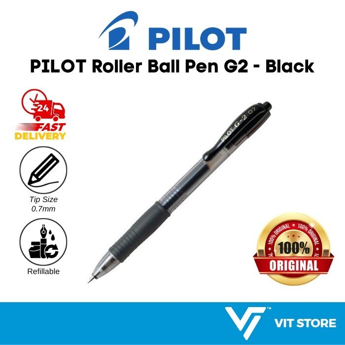 Pilot G2 Gel Pen Halus 0.7mm (Hitam) BL-G2-7 Pen Dakwat Rollerball Pen ...
