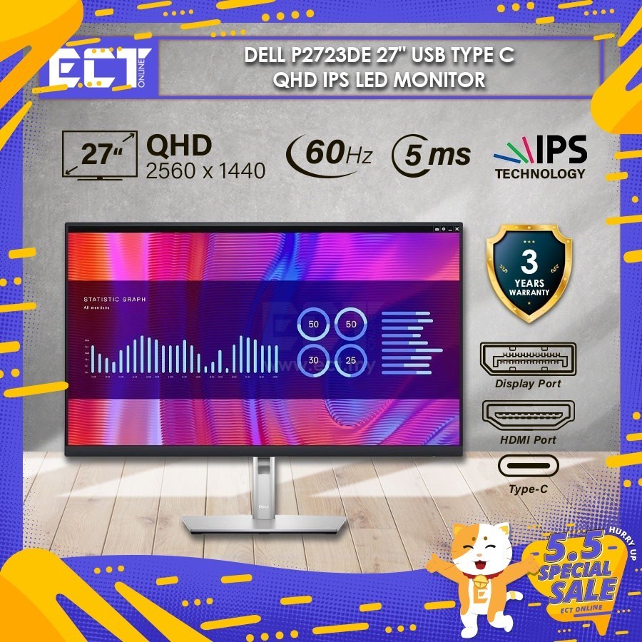 Dell P2723DE 27" USB Type C QHD IPS LED Monitor (2560 x 1440) | Shopee ...