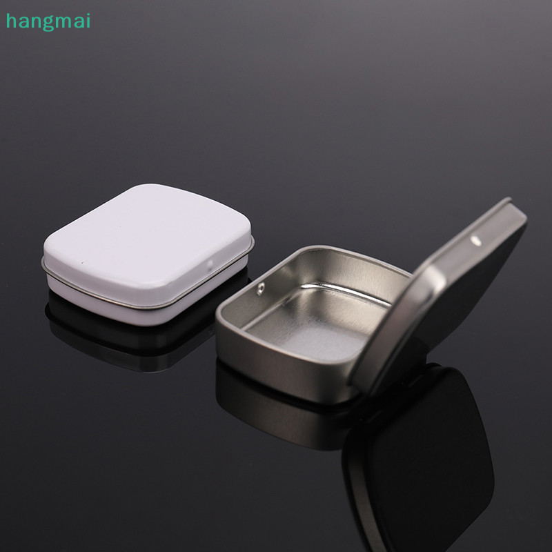 {hangmai} Survival Kit Small Empty Metal Silver Black Flip Storage Box ...