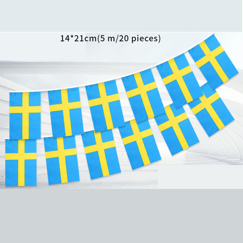 (5 m/20 pieces)Sweden Flag String Banner Country Flags Hanging Bunting ...