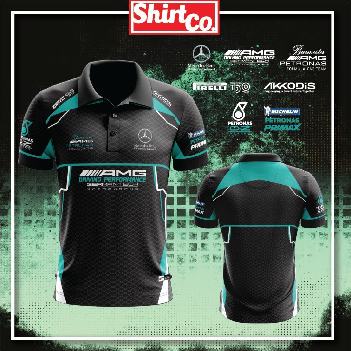 PREMIUM Jersey P.ETRONAS-AMG Sublimation Shirt Motorsport Baju Collar ...