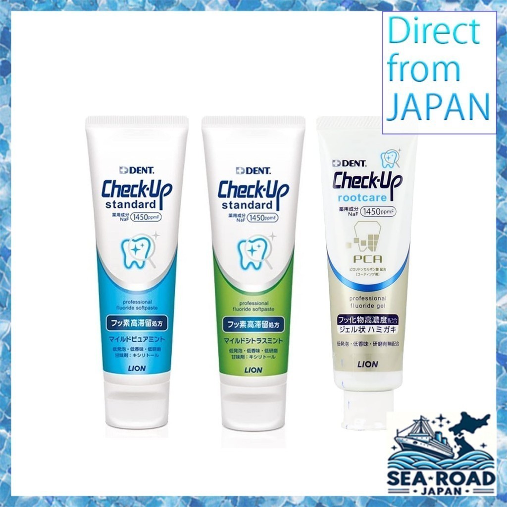 LION Toothpaste Check-Up Standard Mild Pure Mint Mild Citrus Mint High Fluoride (1450 ppm) 135g ...