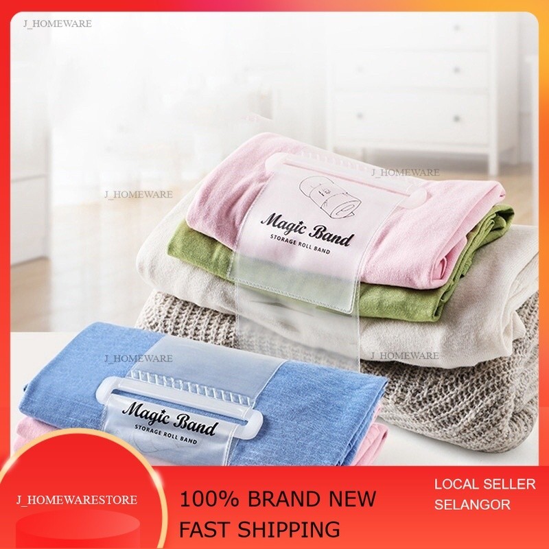🔥Ready Stock🔥New Clothes Magic Band Clothing Roll Storage with Self ...