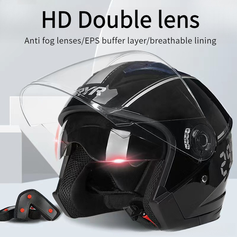 RYR Open Face Helmets with Dual Sun Visor– Motorcycle Helmet for Men ...