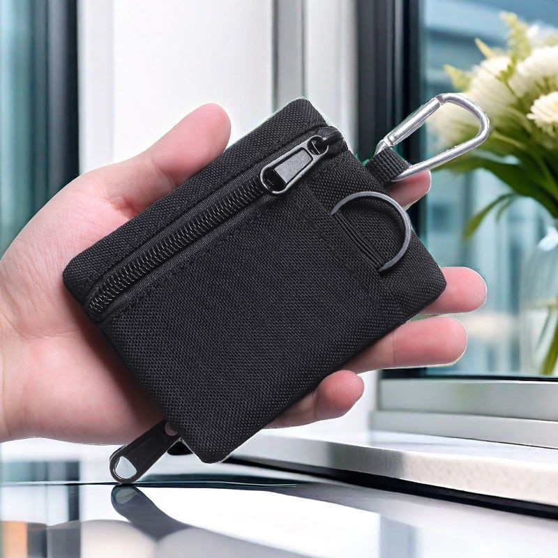 New Mini Key Case Canvas Wallet Outdoor Zipper Storage Bag | Shopee ...