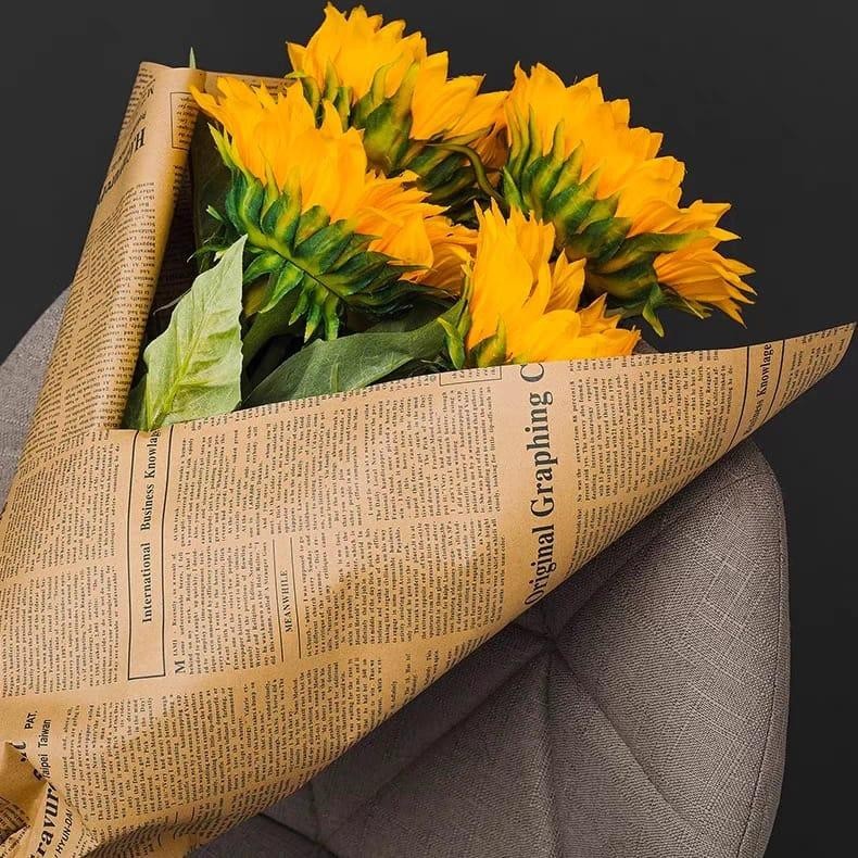 (40pcs) Brown Paper Flower Wrapping Newspaper Style Gift Wrapper ...