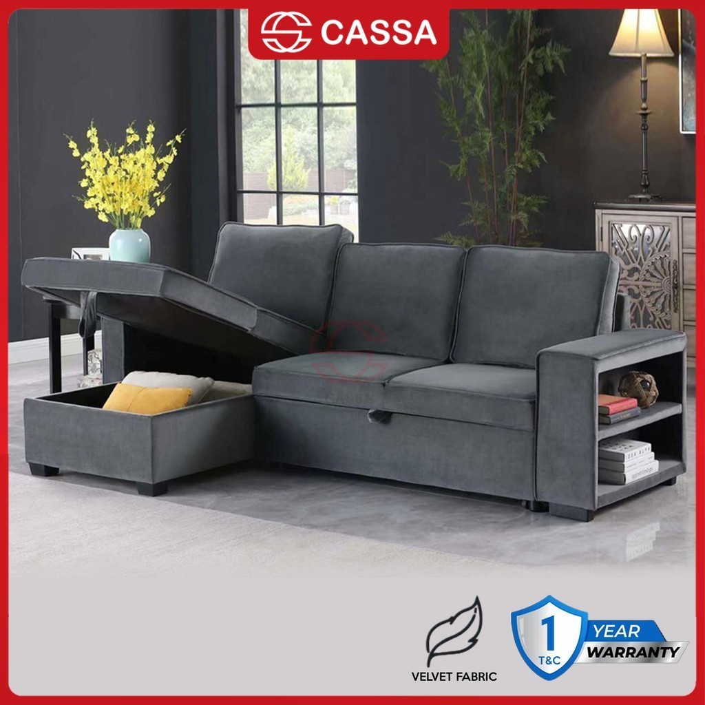 [NEW LAUNCH] Cassa Dacia L-Shape Sofa Velvet Fabric Modern Home Living Room Furniture - Right ...