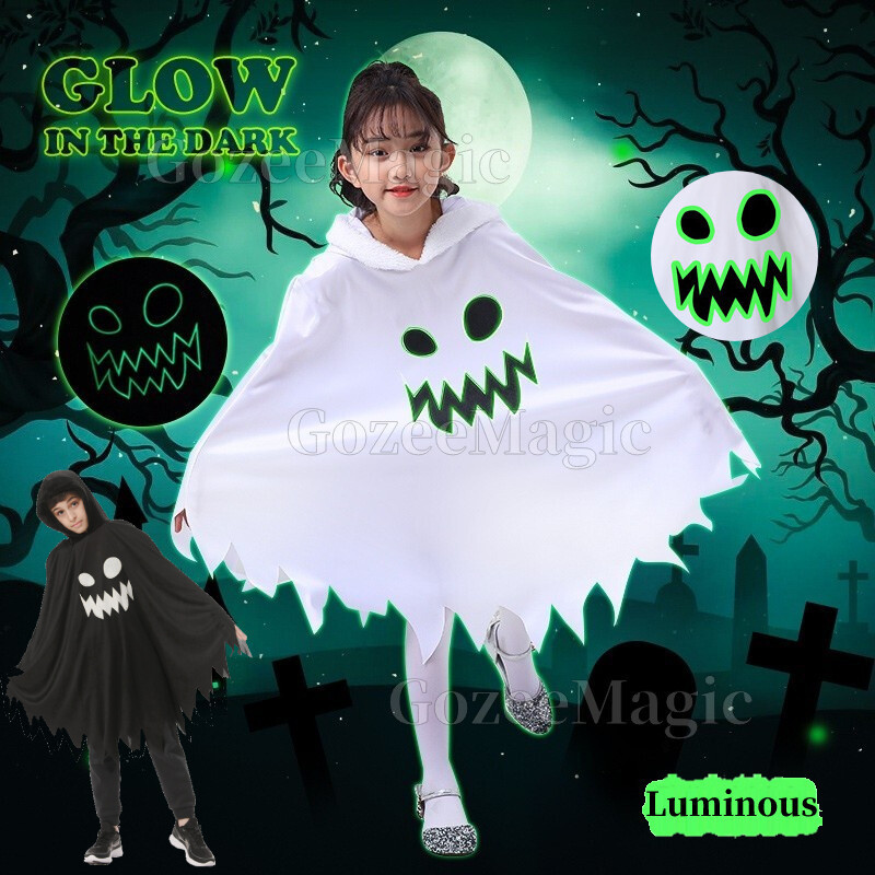 Child Halloween Cosplay Costumes Ghost Cloak Ghost Light-up Cape ...