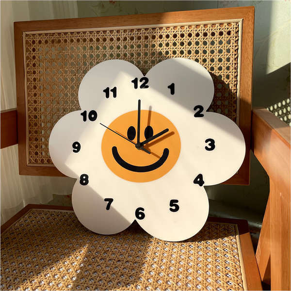 clock alarm clock digital clock wall aesthetic Smiley Flower Creative ...