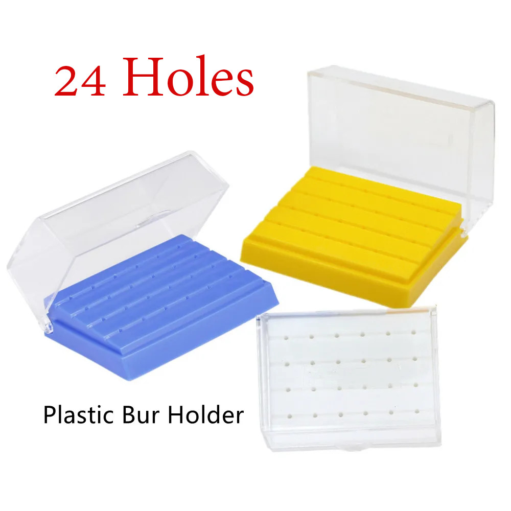 24 Holes Plastic Dental Bur Disinfection Carbide Burs Block Drills Case ...