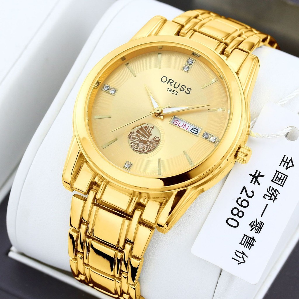 ORUSS Original Men Stainless Steel Luxury Gold Waterproof Mens Watch ...