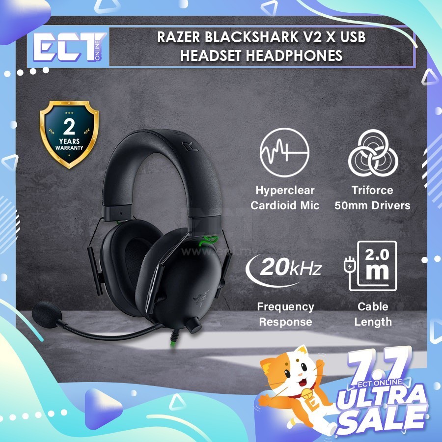 Razer BlackShark V2 X USB (Triforce Titanium Drivers, HyperClear Mic, 7 ...