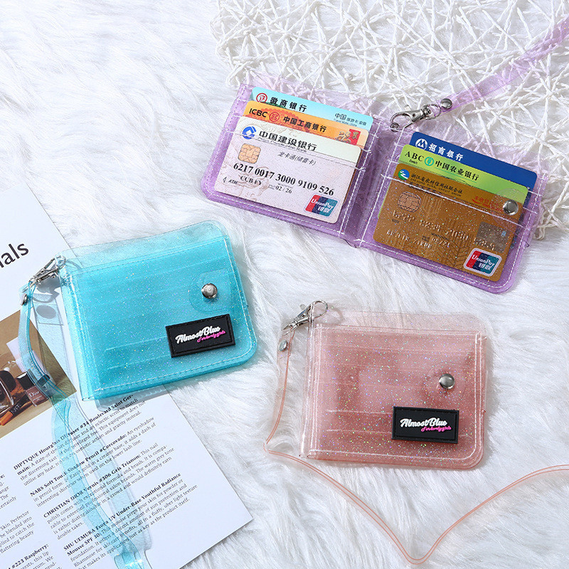 Transparent Hologram Aesthetic PVC Wallet Mini Transparent Mica Folding ...