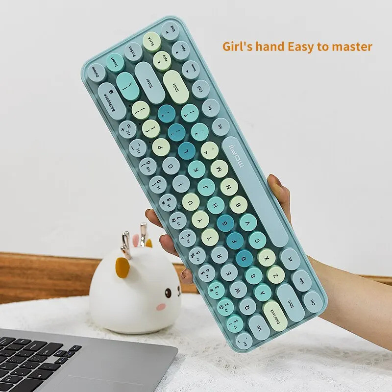 Mofii wireless keyboard dan tetikus, cute colorful 68 pusingan keycap ...