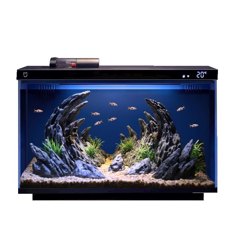 Hiasan Lanskap Tangki Ikan Batu Bebatuan Pemandangan Rumput Tumbuhan ...