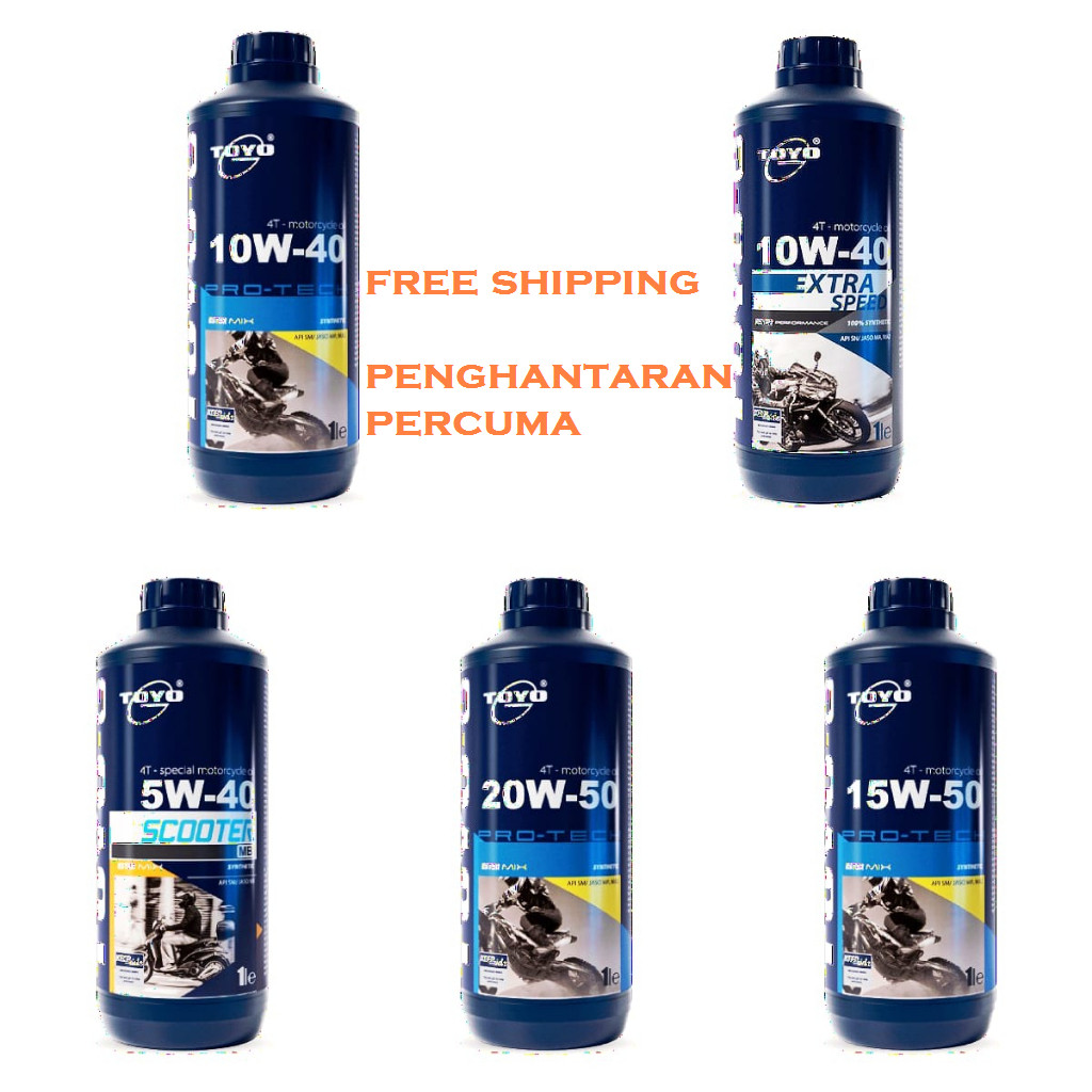 Original Toyo-G Toyo Protech SAE 10W40 15W50 20W50 5W40 Scooter Fully Synthetic Semi Ester 4T 1L ...