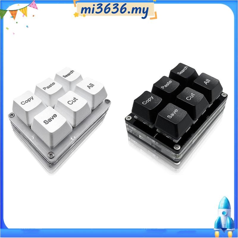 6Keys Copy Paste Search Save Cut Keyboard One Handed OSU Keypad Programmable Mechanical Shortcut ...