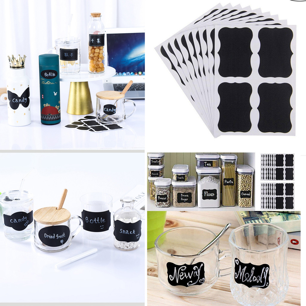 36 Pcs Chalkboard Labels Stickers, Reusable Writable Black Pantry ...