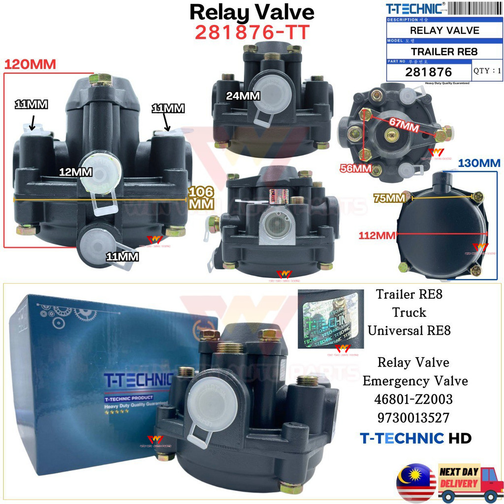 281876-TT Trailer RE8 Universal Truck INJAP GEGANTI Relay Valve ...