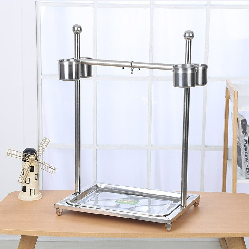 Bird Rack Stand Stainless Steel Parrot Perch with Feeding Bowl All ...