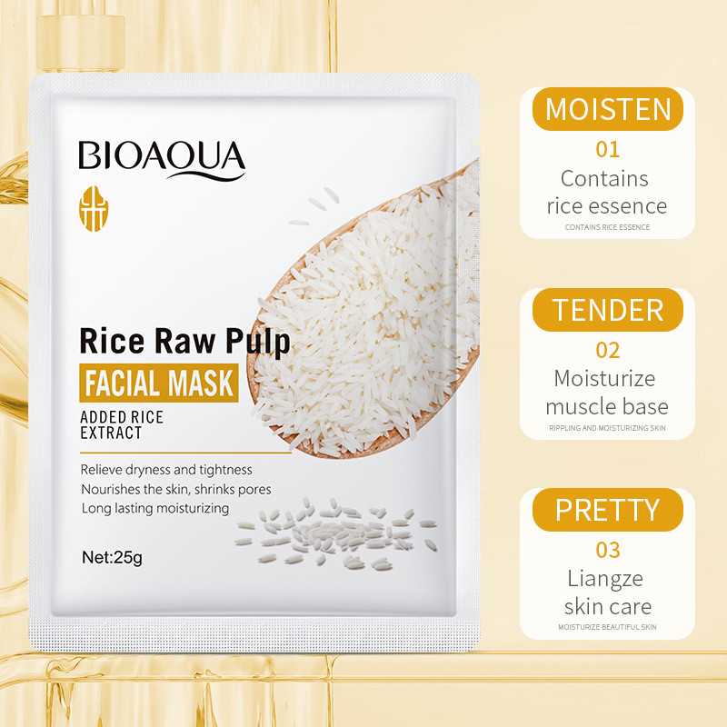 BIOAQUA Rice Raw Pulp Facial Mask Hydrating and Moisturizing Mask ...
