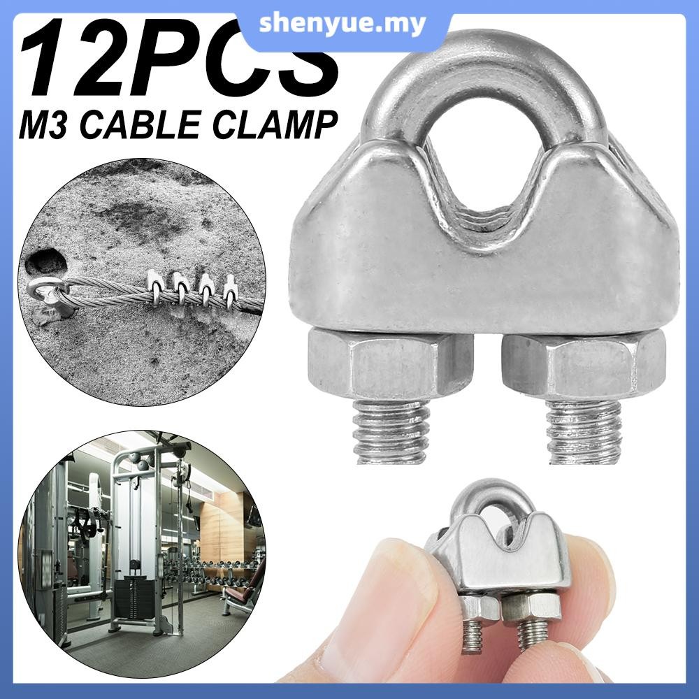 12pcs 304 Stainless Steel Heavy Duty Wire Rope Clamp M3 3mm Cable Clip ...