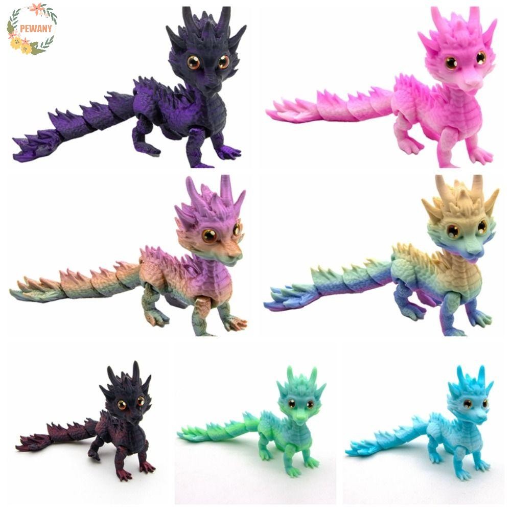 PEWANY 3D Printed Dragon, Long Haired Movable Joint Dragon Model Toy ...