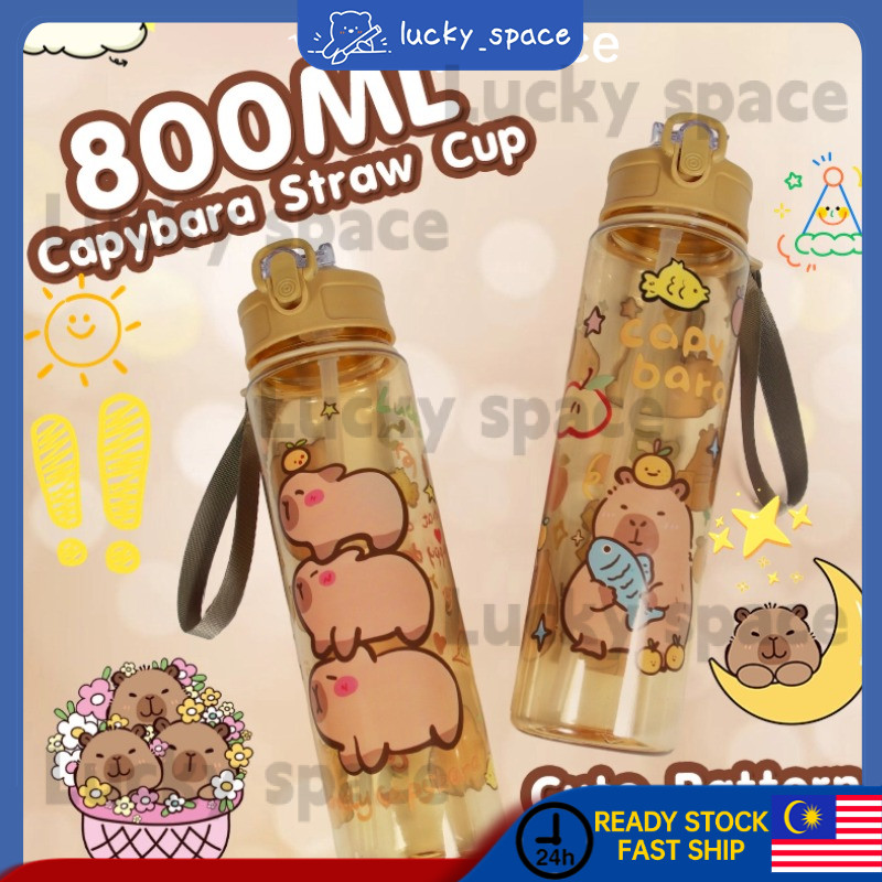 800ml Botol Air Capybara Kuromi Cinnamoroll Water Bottle Kids Straw Bpa ...