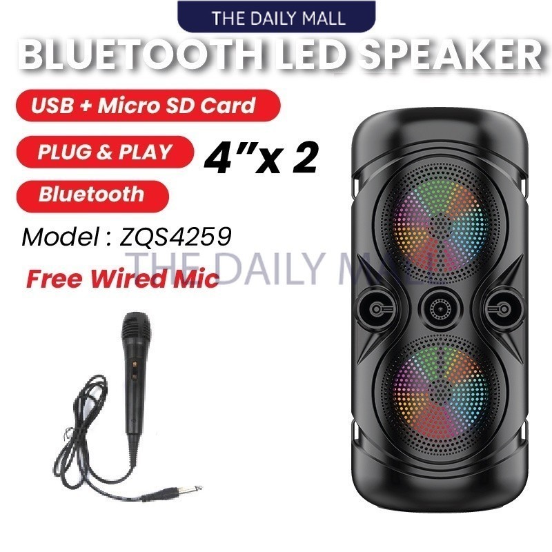 ZQS-4259 outdoor Bluetooth speaker portable bass high quality LED light ...