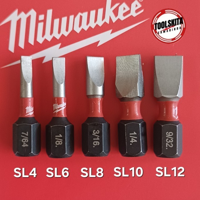 MATA Milwaukee SHOCKWAVE Slotted (SL) Screwdriver Bit 1 Inch | Shopee ...
