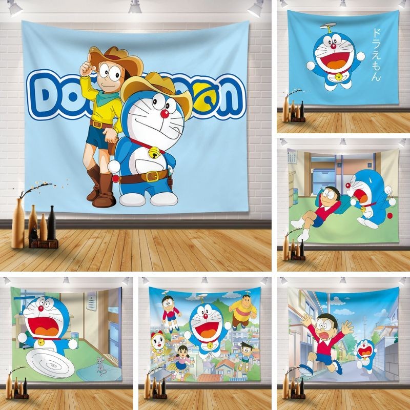 Doraemon Backdrop Cloth Tapestry Wall Decor Cartoon Room Decoration ...