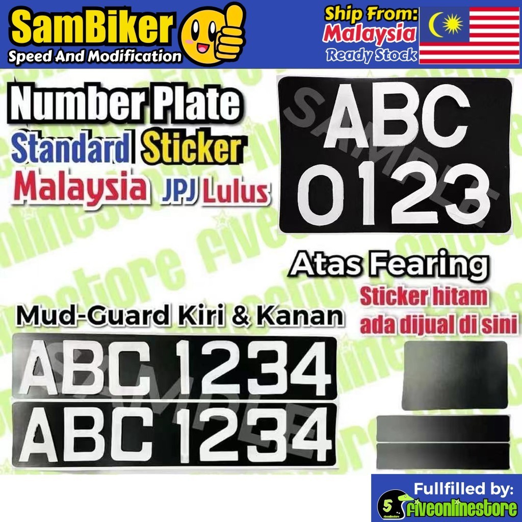 Number Plate Sticker Depan Motorsikal Lulus Motorcycle No License Front ...