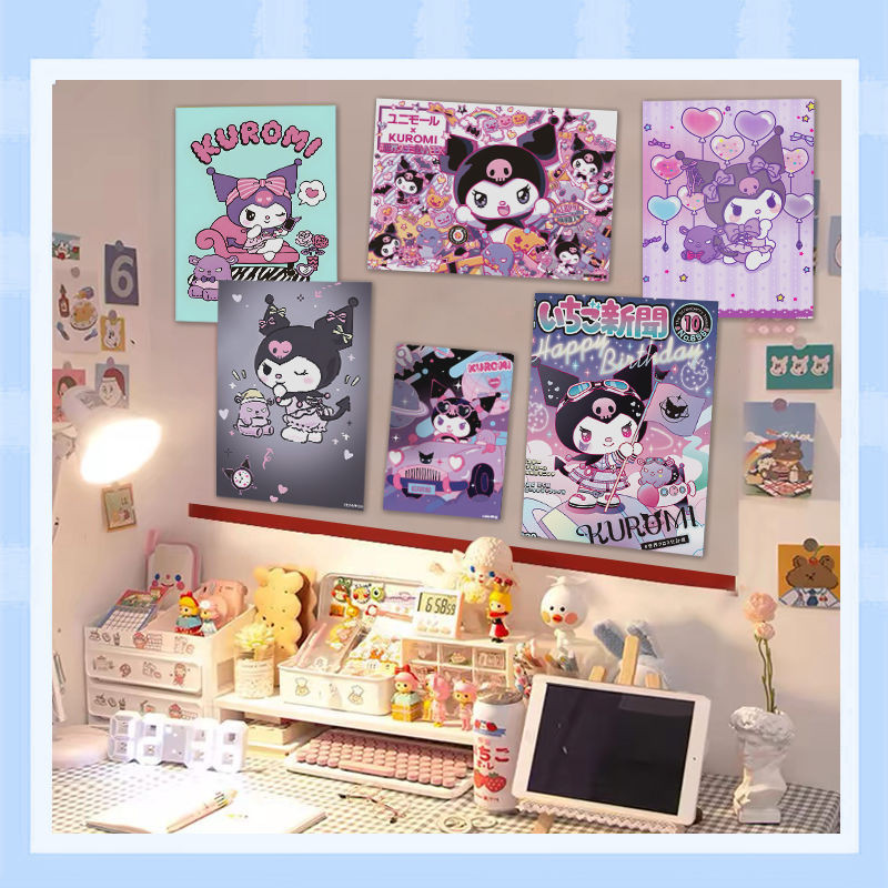Kuromi Poster Wall Stickers Sanrio Merchandise Two-Dimensional Stickers ...