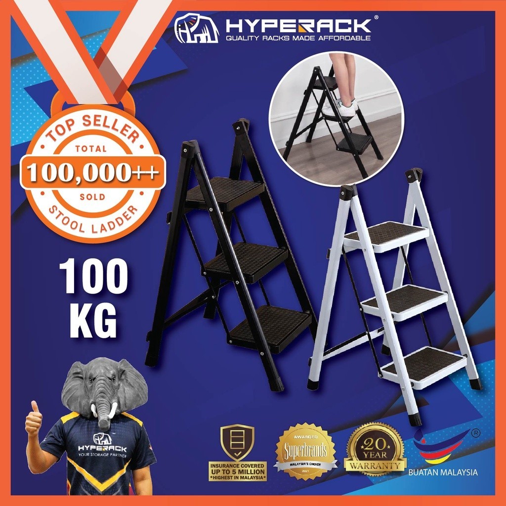 SUPERACK [High Quality] Foldable Ladder 3 Step Ladder Steel Ladder ...