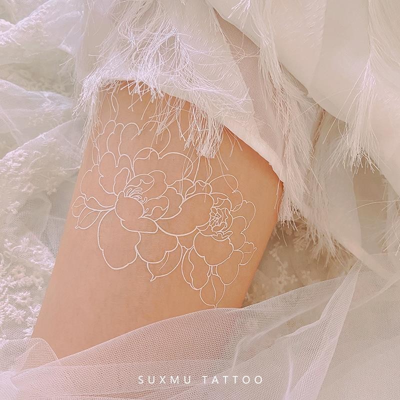 White Flower Plain Flower Tattoo Sticker ins Style Chest Front Back ...