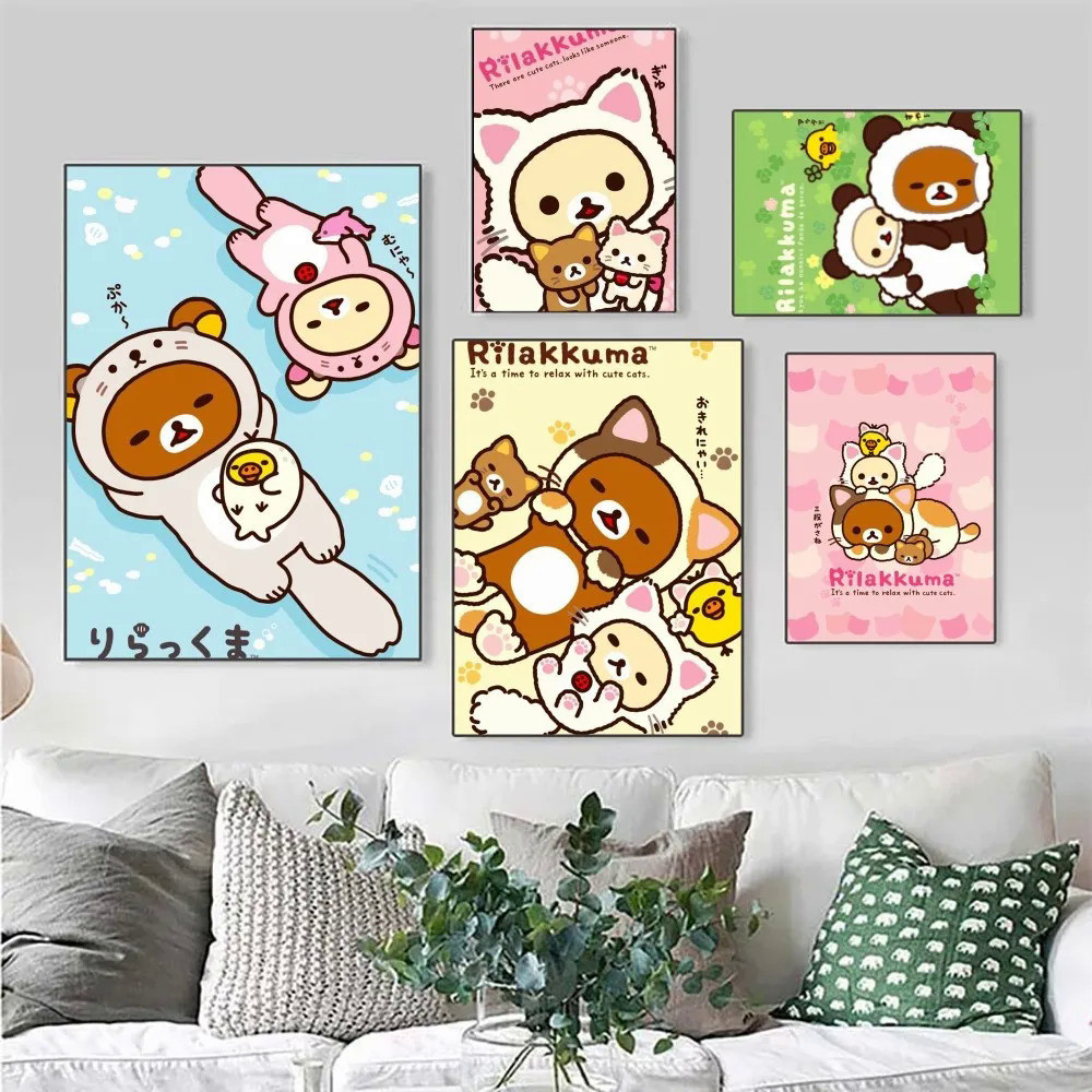 Cute Cartoon Rilakkuma Classic Anime Poster Kraft Club Bar Paper ...