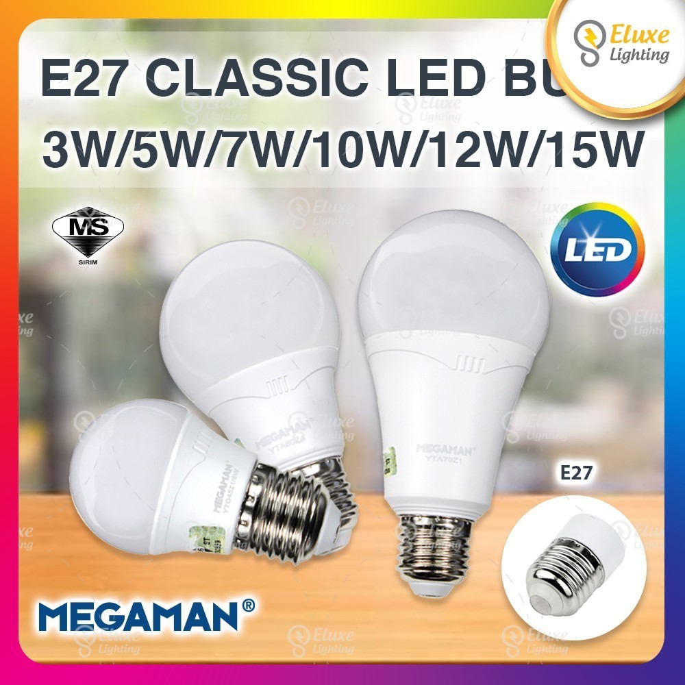 MEGAMAN 3W/5W/7W/10W/12W/15W E27 CLASSIC A60 LED BULB | Shopee Malaysia