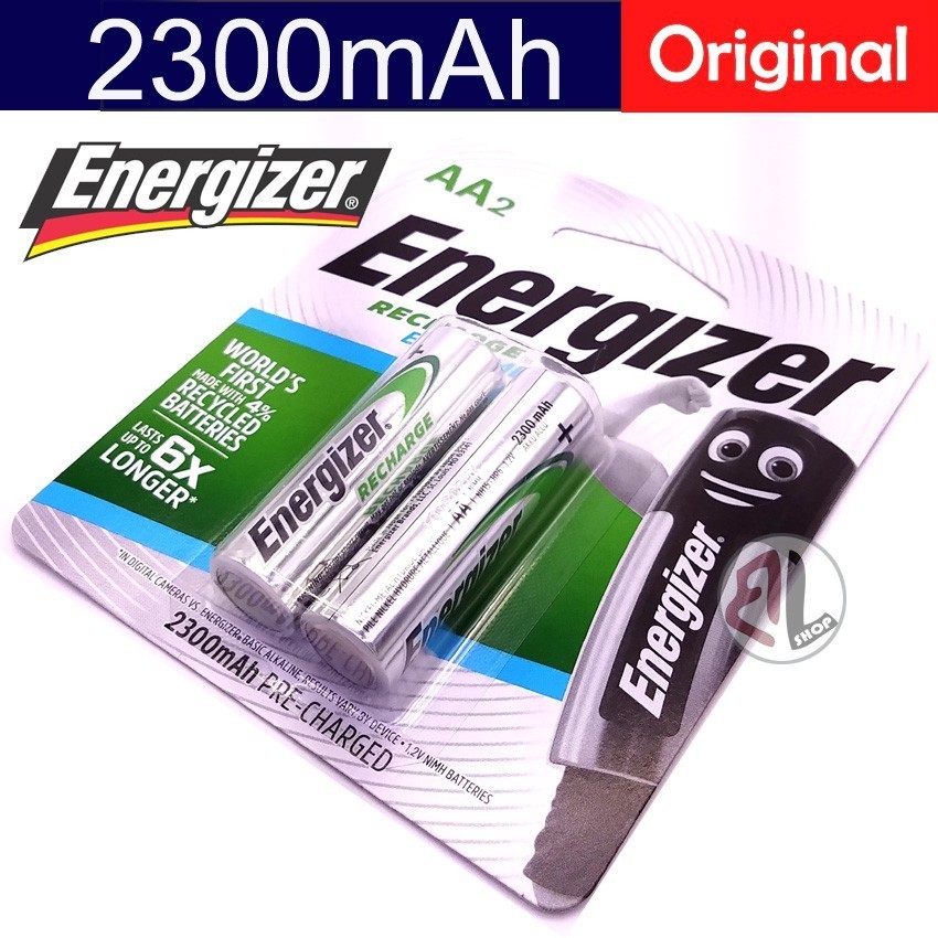 Official Energizer 2300mAh AA 2Pcs/Pack Rechargeable Batteries | Shopee ...