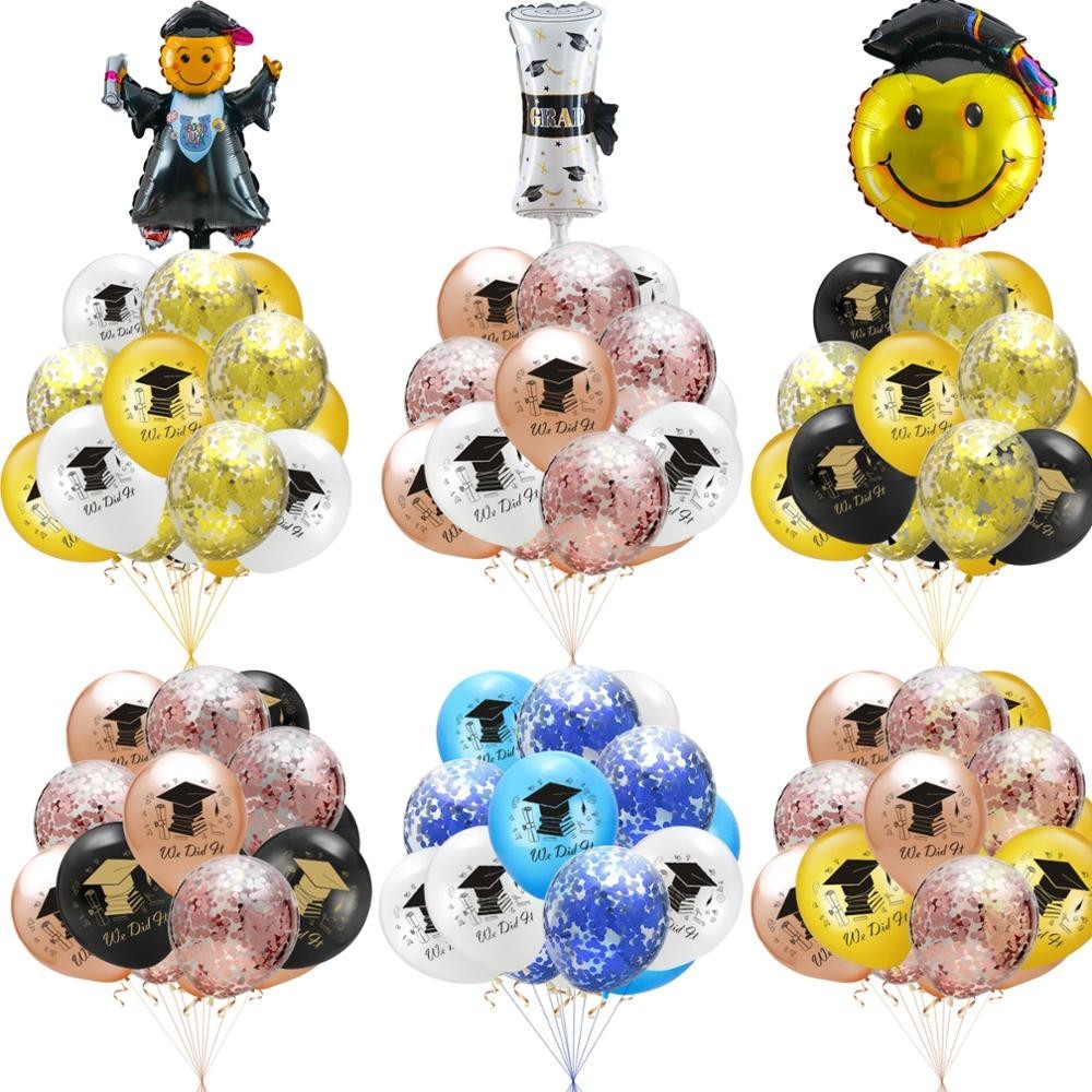 1/15pcs 2025 Graduation Party Balloons Black Gold Blue We Did It ...
