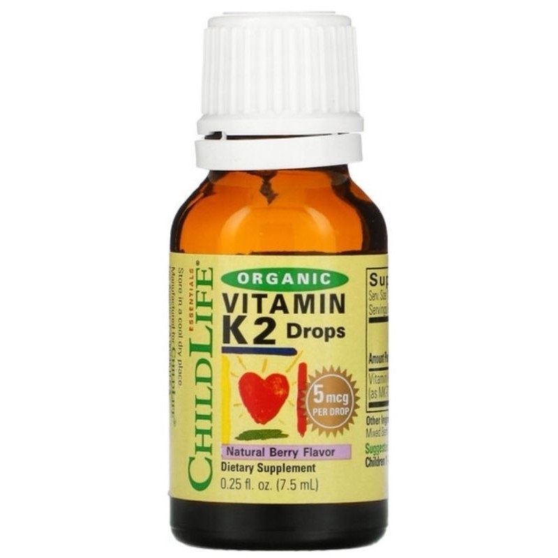 ChildLife, Vitamin K2 Drops, Natural Berry, 5 mcg, 0.25 fl oz (7.5 ml ...