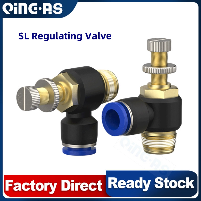 SL Pneumatic Throttle Valve 1/8 1/4 3/8 1/2 Male Thread Air Flow Speed Control Fitting 4 6 8 ...