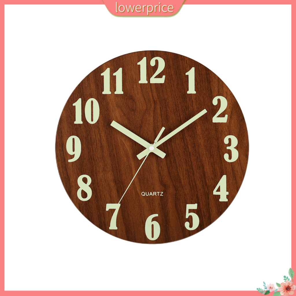 {lowerprice} Metal Hands Clock Dark Brown Wooden Clock 12 Inch Wooden ...